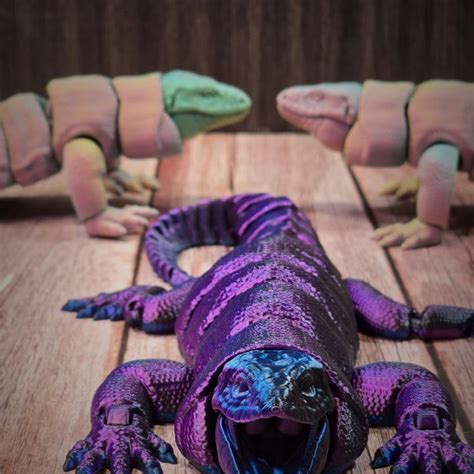 3d Printable Tegu Articulated Flexi Lizard Real Life Dragon By Raki Box