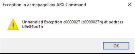 exception in acmapagol arx arx command when launching autocad map 3d