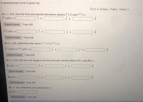 solved a parametrized curve is given by 1 3 cost 5