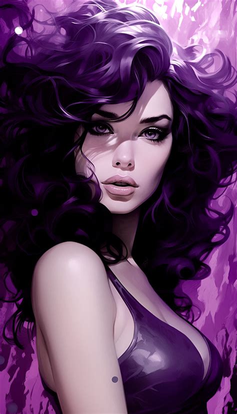 A Blackscaled Portrait Purple Colors Beautiful Woman Art Pinup