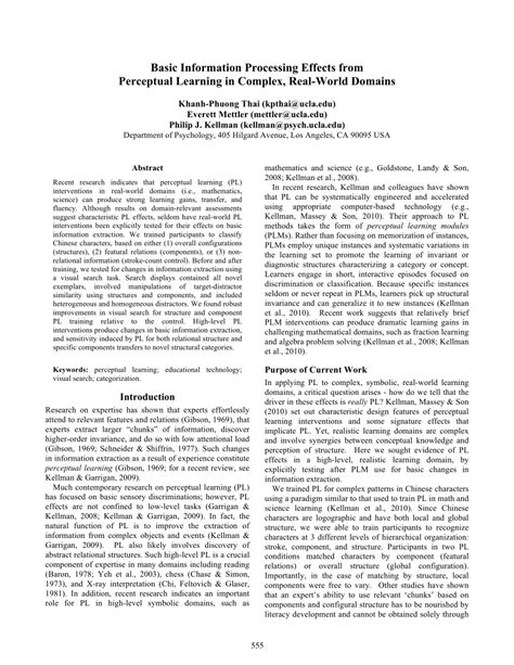 Pdf Basic Information Processing Effects From Perceptual Learning In Complex Real World Domains