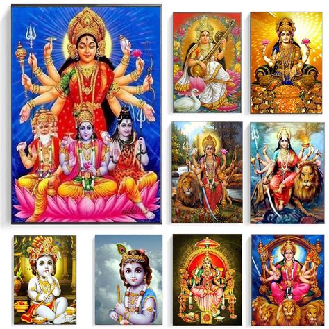 힌두교 신 Ganesha Krishna 캔버스 회화 포스터 및 인쇄 힌두교 벽화 거실 장식 그림그림 And 서예 Aliexpress