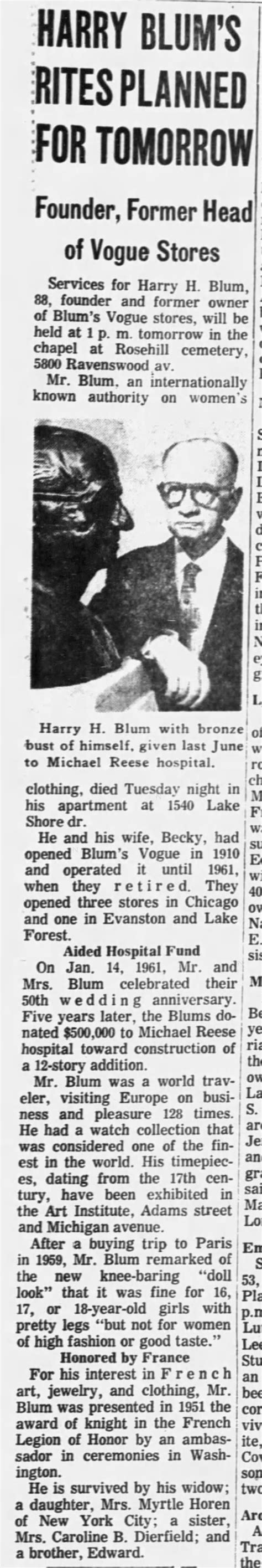 Harry H Blum Obit ™