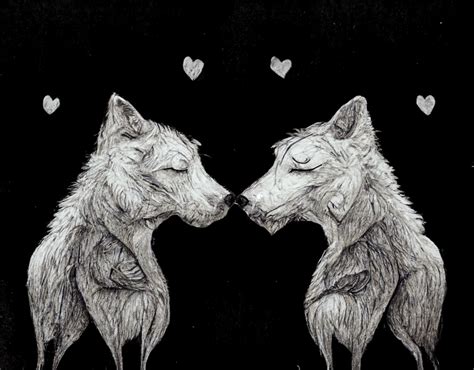 Drawings Of Wolves In Love
