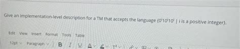 Solved Give An Implementation Level Description For A Tm