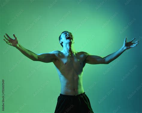 Close Up Portrait Of Fit Asian Male Model Shirtless With Muscles