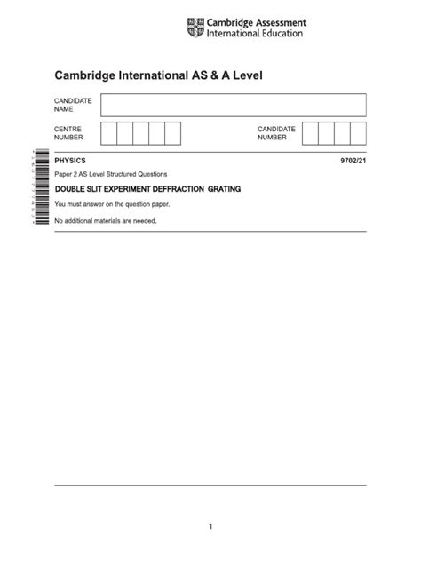 Waves Worksheets Questions Double Slit Experiment And Diffration