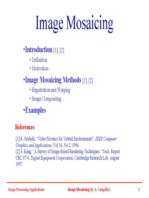 image mosaicing introduction pdf pixel multidimensional signal