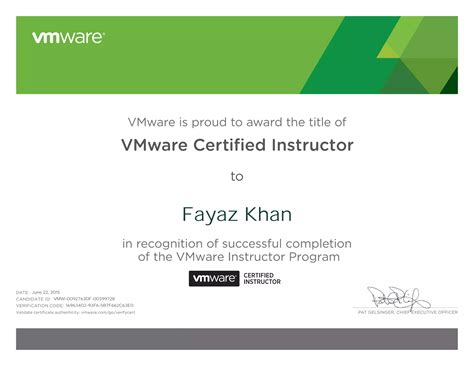 Vmware Certified Instructor Ecertificate Pdf