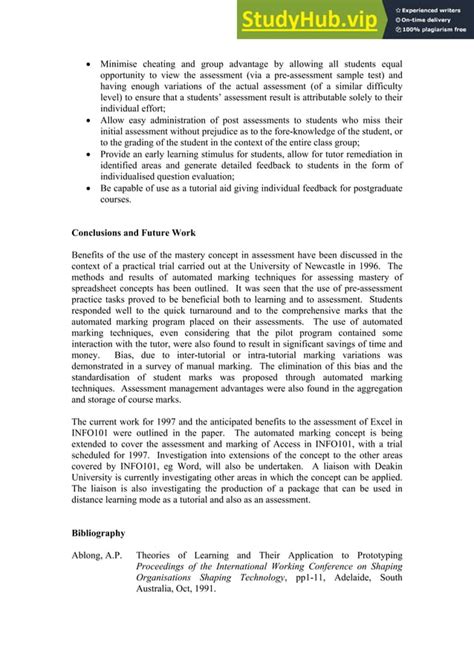 Automated Assessment And Marking Of Spreadsheet Concepts Pdf Educational Assessment Education