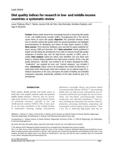Diet Quality Indices For Research In Low And Middle Income Countries A Systematic Review