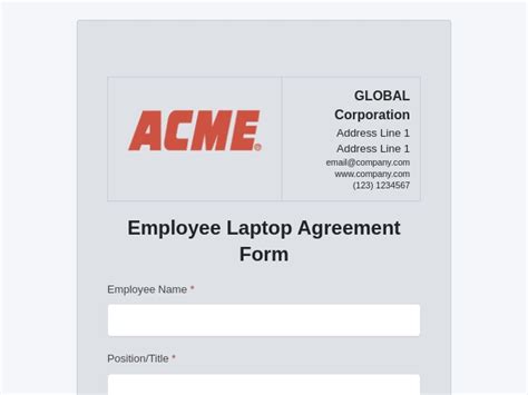Laptop And Pc Computer Agreement Form Template Formnx