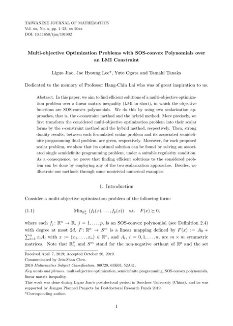 pdf multi objective optimization problems with sos convex polynomials