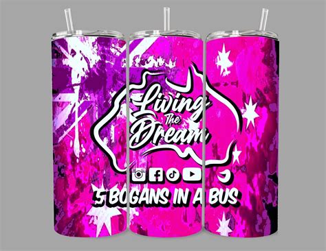 5 Bogans In A Bus Design 20oz Tumbler Pink Bogan Bus
