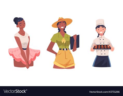 Women Of Different Professions Set Working Vector Image