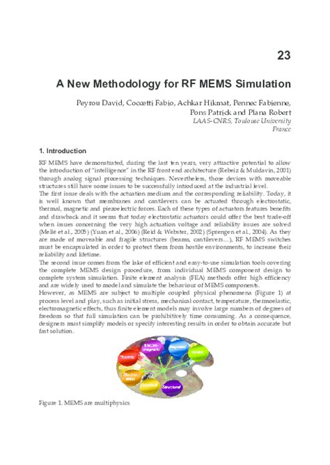 Pdf A New Methodology For Rf Mems Simulation
