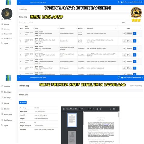 Jual Ada Aplikasi Web Source Code Sistem Informasi Arsip Digital Dibuat