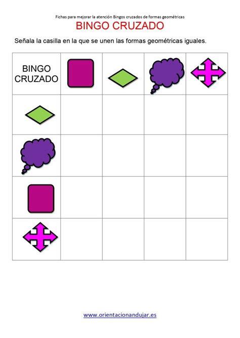 Trabajamos la atención bingo cruzado formas geometricas Bingo Map
