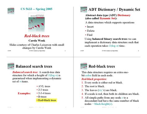 red black trees analysis of algorithms lecture slides cs 5633