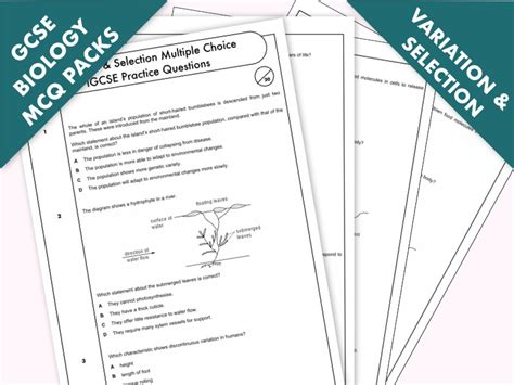 Gcse Biology Multiple Choice Topic Question Pack On Variation