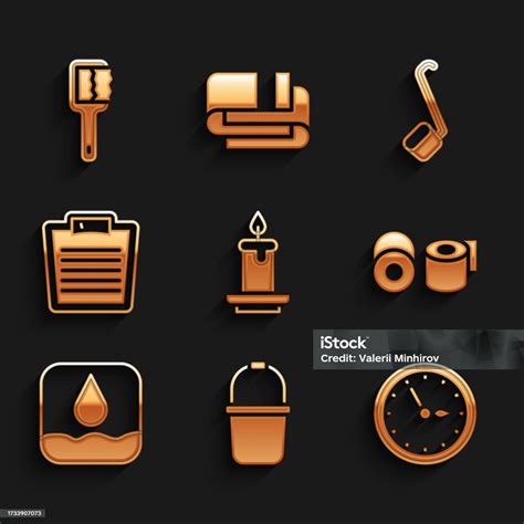 아로마 촛불 사우나 양동이 시계 화장지 롤 물방울 욕실 저울 국자 및 브러시 아이콘을 설정합니다 벡터 0명에 대한 스톡 벡터 아트 및 기타 이미지 Istock