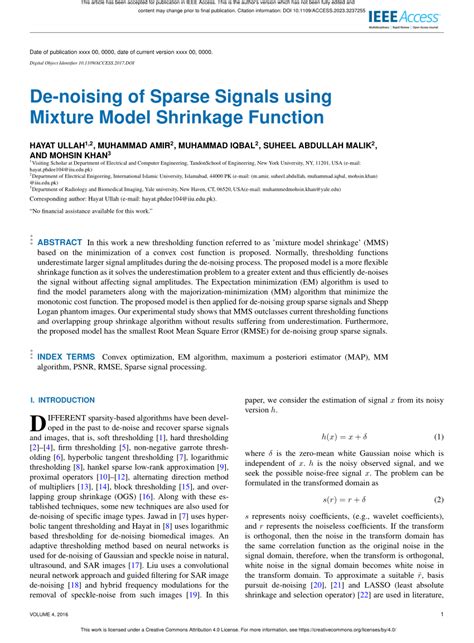 Pdf De Noising Of Sparse Signals Using Mixture Model Shrinkage Function