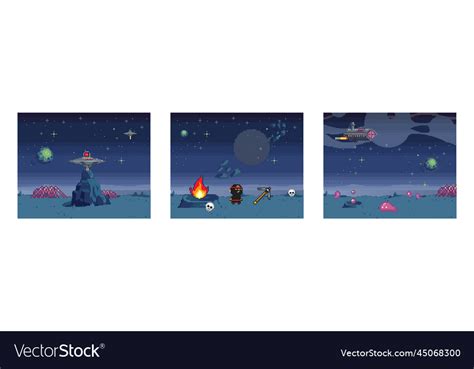 Retro Computer Games Level Pixel Art Video Game Vector Image