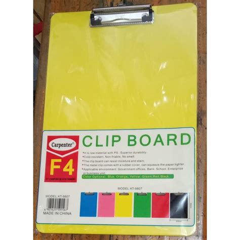 Jual Clip Board Pvc Folio Carpenter Kt 9807 Papan Dada Folio F4