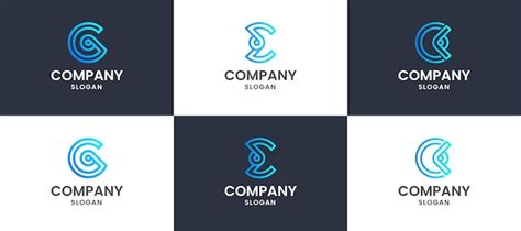 크리에이 티브 모노그램 추상 로고 디자인 서식 파일의 집합 프리미엄 벡터