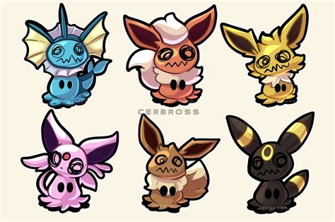 [oc] I Drew Mimikyu As Some Of The Eeveelutions R Pokemon