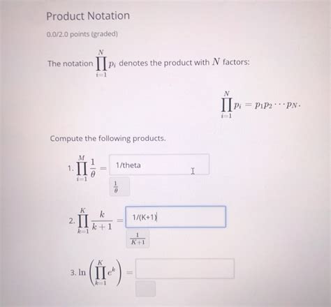solved product notation 0 0 2 0 points graded n the