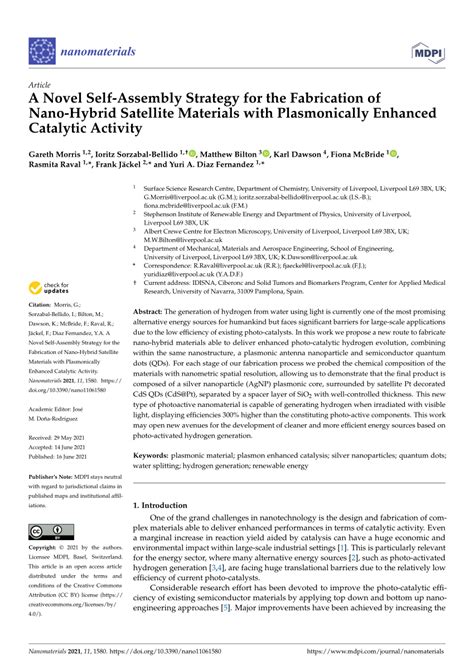 Pdf A Novel Self Assembly Strategy For The Fabrication Of Nano Hybrid Satellite Materials With