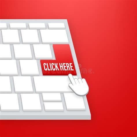 Click Here Button With Hand Pointer Clicking Vector Stock Illustration