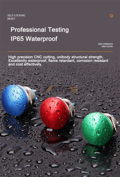 Renhotec 22mm Metal Push Button Waterproof Switch Mushroom Head Panel