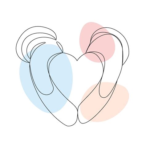 연속 라인 아트 스타일로 사랑을 잡고 있는 손 프리미엄 벡터