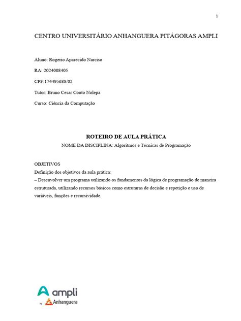 Relatorio Algoritmos E Tecnica De Programação Pdf C Linguagem