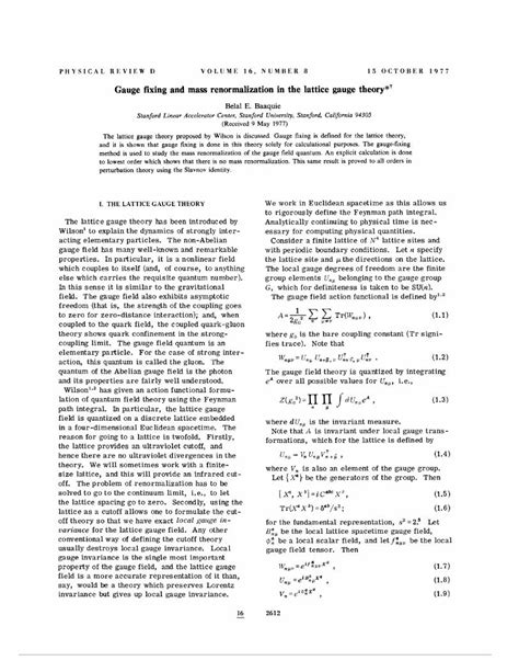 Pdf Gauge Fixing And Mass Renormalization In The Lattice Gauge Theory