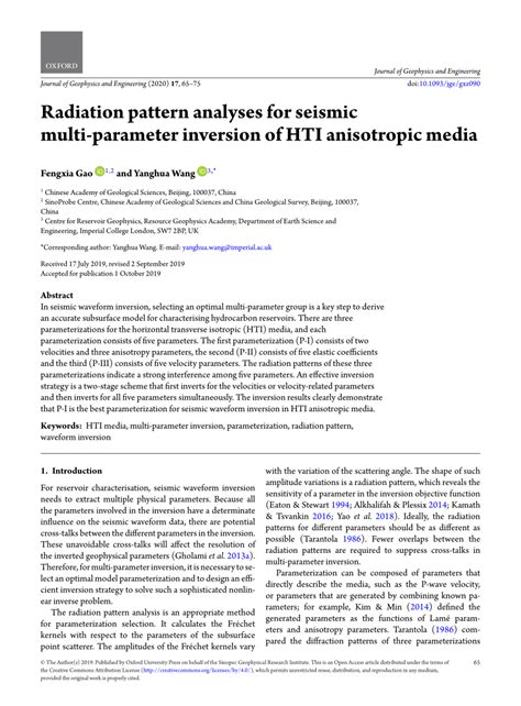 PDF Radiation Pattern Analyses For Seismic Multi Parameter Inversion Of HTI Anisotropic Media