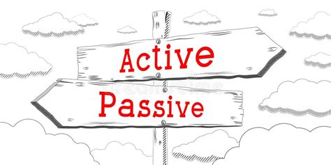 Active Or Passive Outline Signpost With Two Arrows Stock Illustration