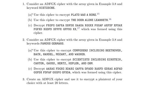 Solved 15 1 Consider An Adfgx Cipher With The Array Given