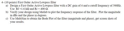 solved first order active lowpass filter a design a first