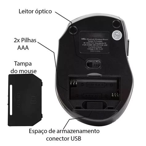 Mouse Sem Fio Preto Wireless Homologado Anatel Bluetooth 5 2 Rf5001 2 4ghz Shopee Brasil