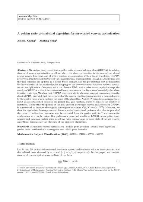 pdf a golden ratio primal dual algorithm for structured convex