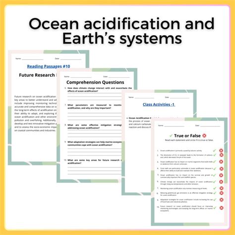 Ocean Acidification And Earths Systems Comprehensive Worksheet With Passages
