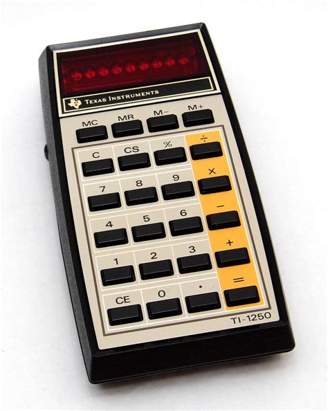 Vintage Texas Instruments Electronic Pocket Calculator Model Ti 1250 Red Led Display Made In