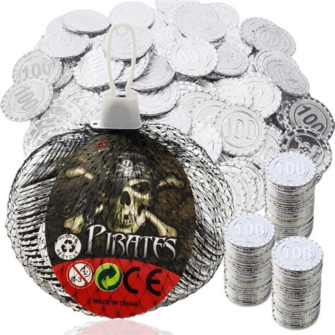 Tcotbe 100 Pieces Pirate Gold Coins Plastic Pirate Props Gold Coin Activity