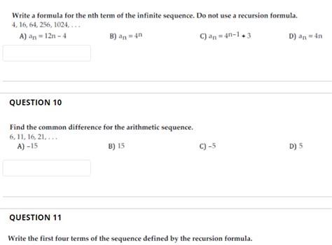 Solved Write A Formula For The Nth Term Of The Infinite