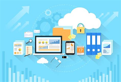 Computer Device Data Cloud Storage Security Flat Stock Vector Illustration Of Flat Download