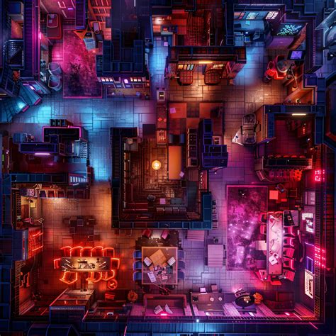 10 Gridless Cyberpunk Market Battlemaps Vtt Pack For Shadowrun