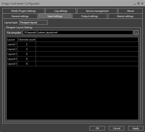 Input Settings Cinegy Open